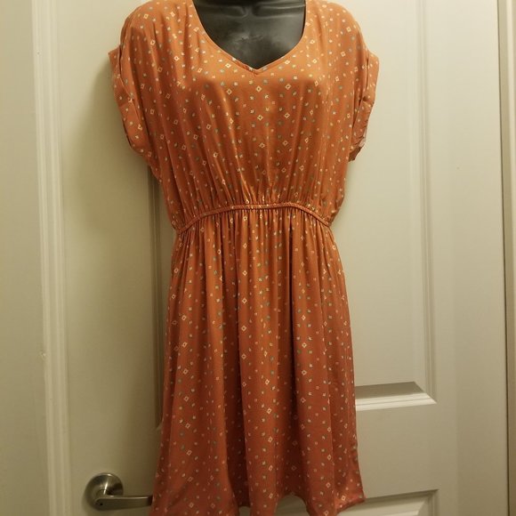 Boutique | Dresses | Orange Flowy Dress Wturquoiseyellow Flower Detai ...